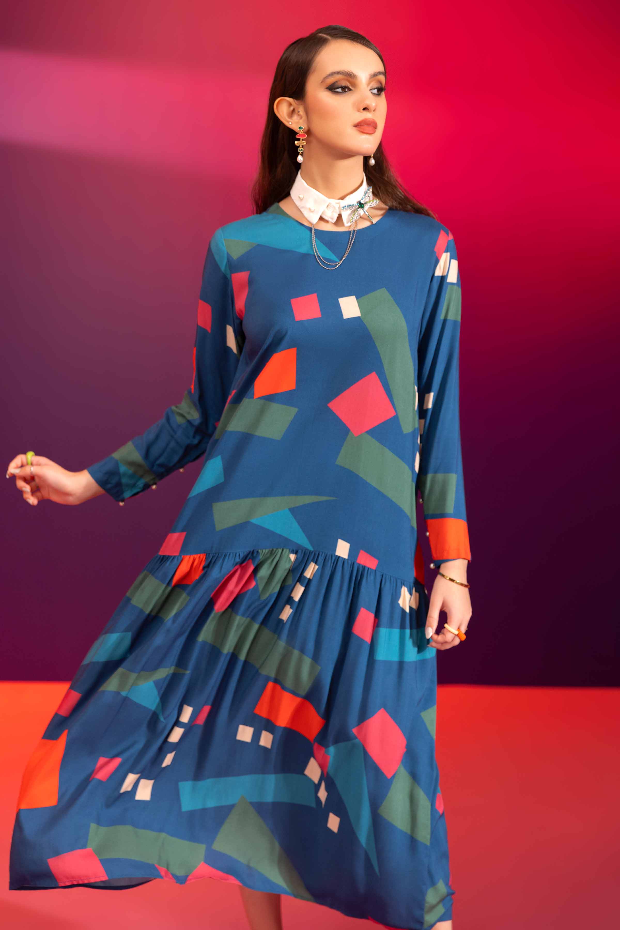 1PC Printed Winter 2023 Stitched Dress – Nishat FPS